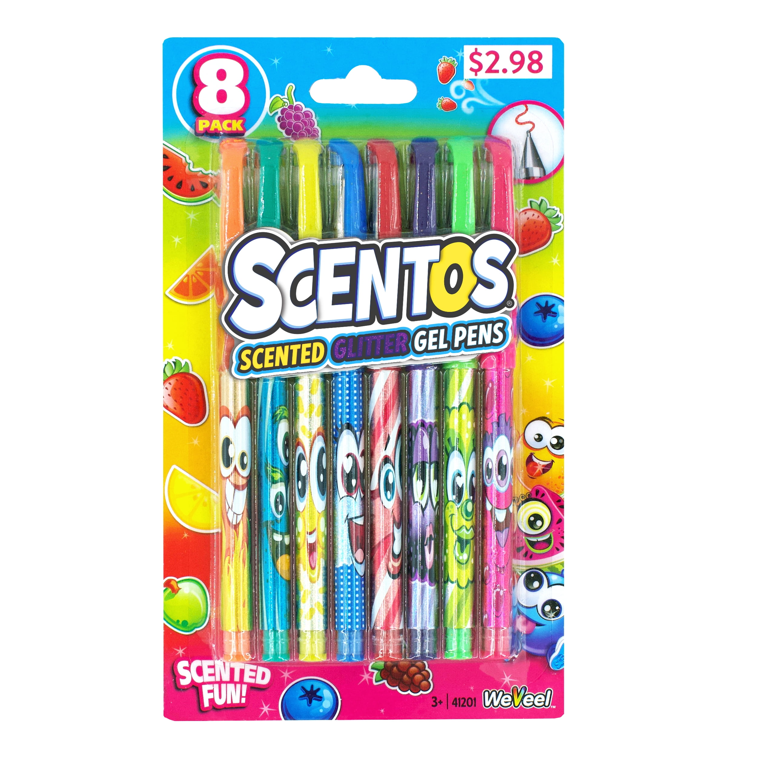 Scentos Scented Glitter Pens - 8 Pack with Assorted Colors for ages 3 ...