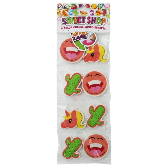 Scentos Sweet Shop 8 Color Change Jumbo Erasers - Walmart.com