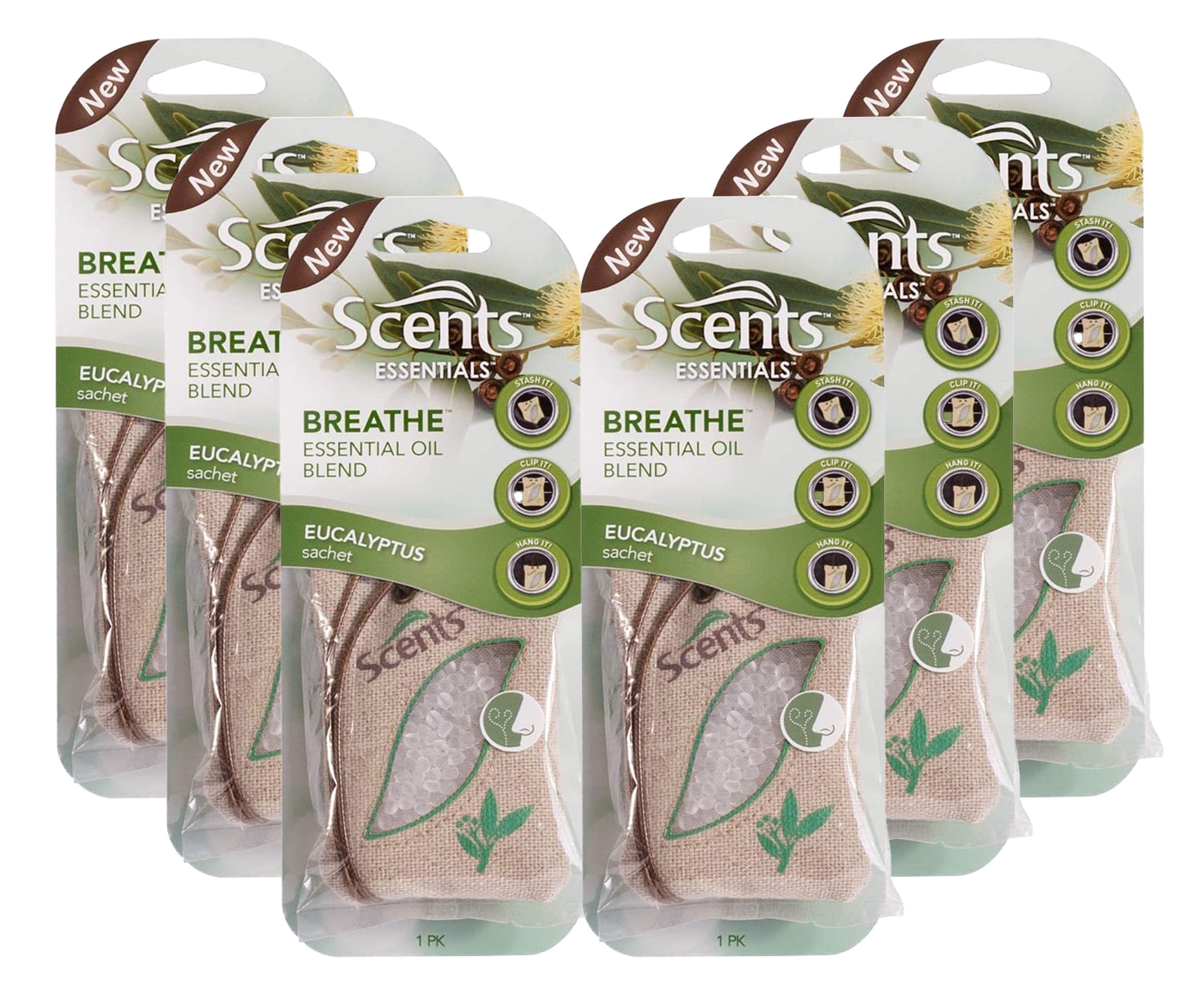 S.CENTS Automotive Air Freshener Sachets, Eucalyptus, Relaxing Spa ...