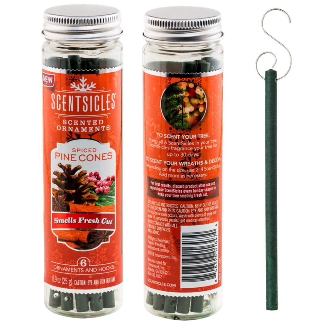 Scentsicles Spiced Pine Scented Ornaments with Hooks - 3 Bottles (18 ...