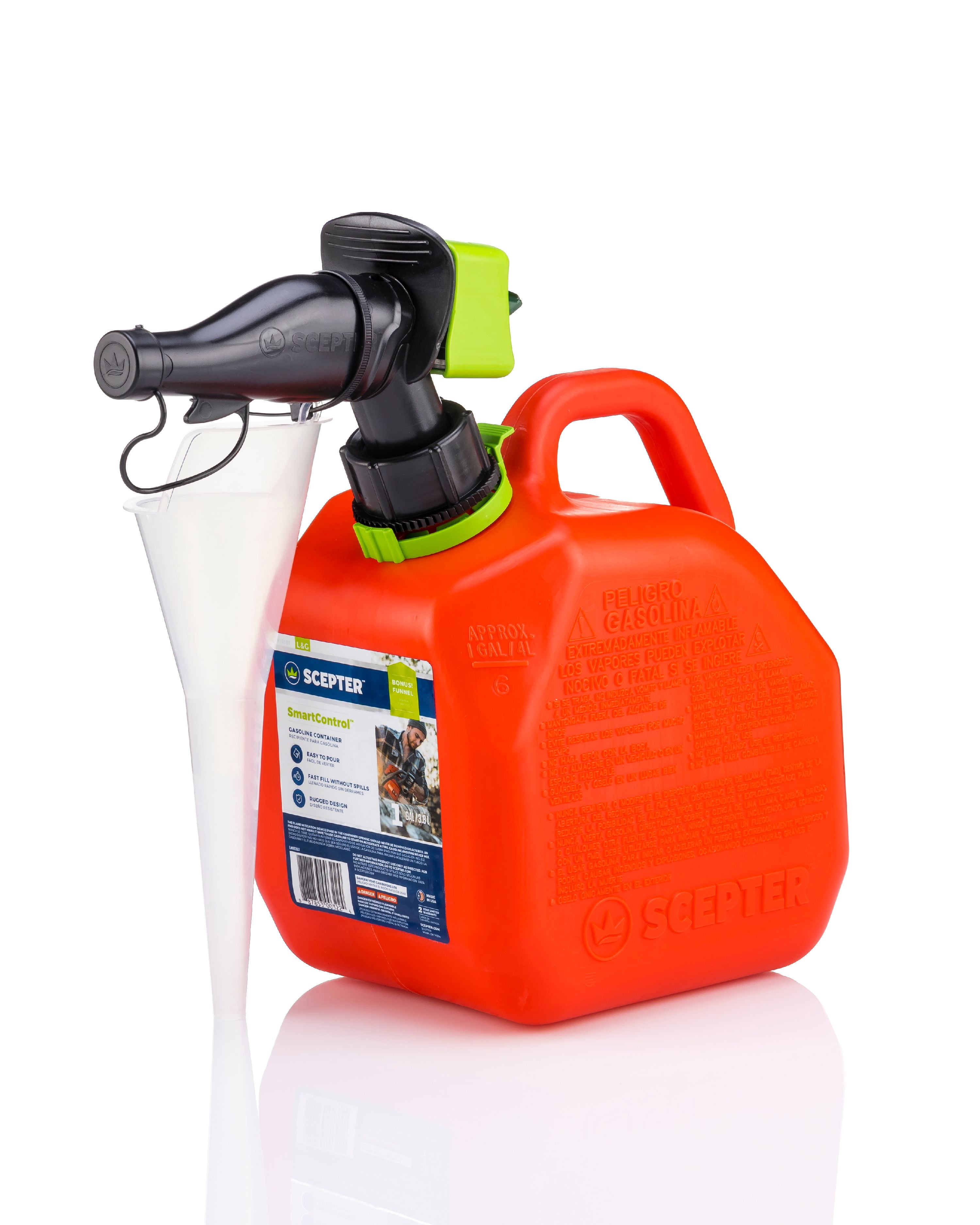 Scepter 1 Gallon SmartControl Gas Can with Funnel, FR1G103, Red Fuel ...