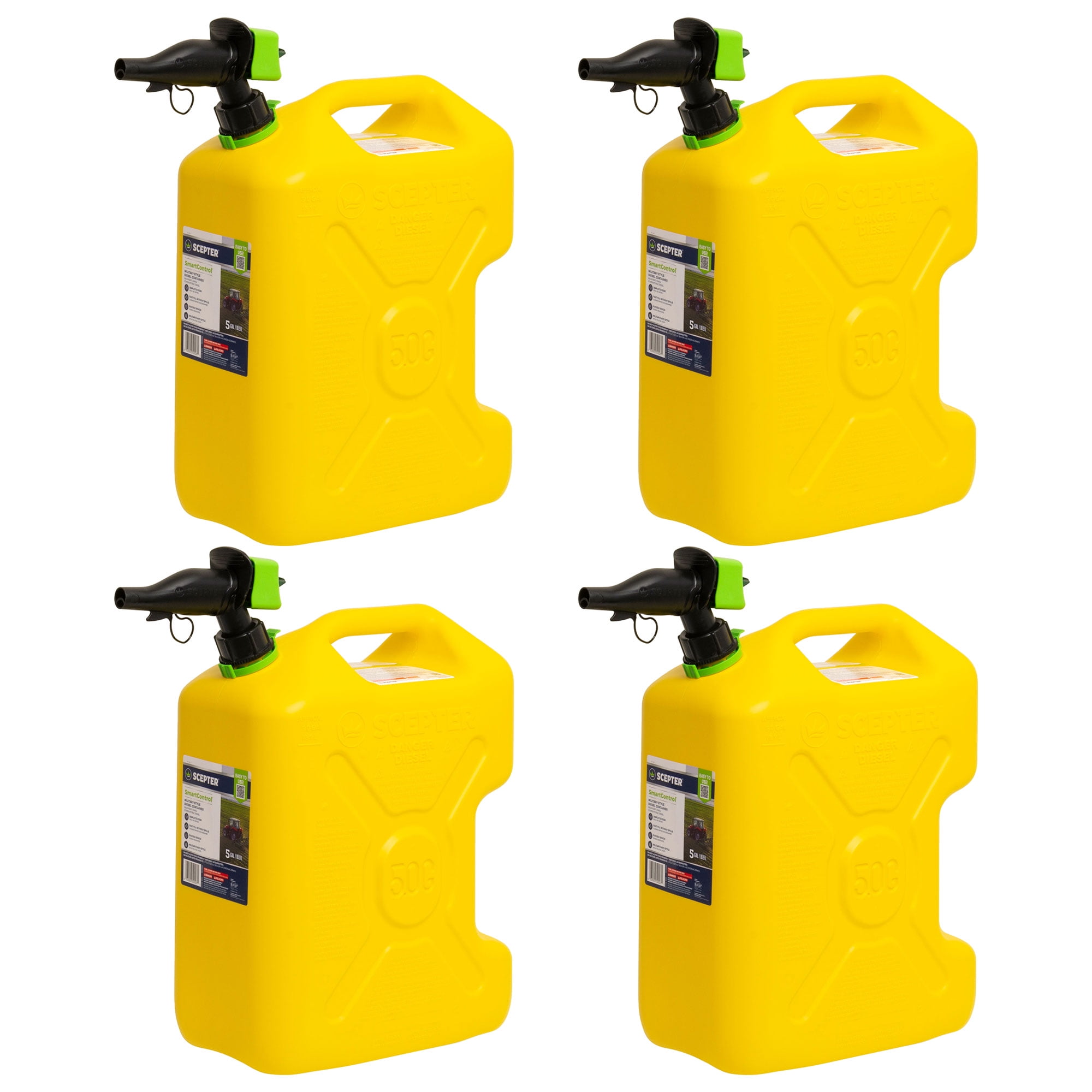 Scepter SmartControl Dual Handle Gas Container Jug, 5 Gal, 4 Pack ...