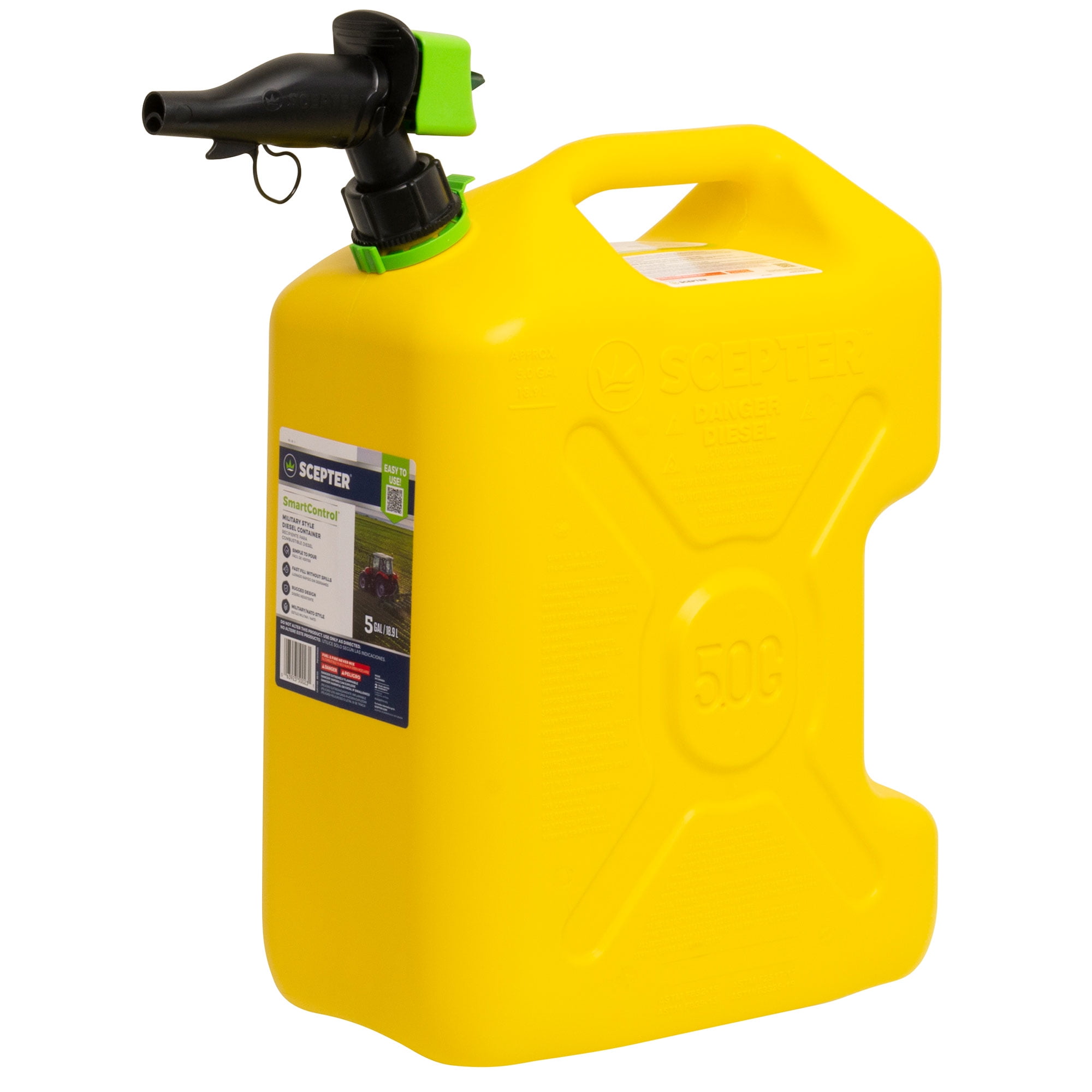 Scepter SmartControl Dual Handle Gas Container Jug, 5 Gallon Yellow ...
