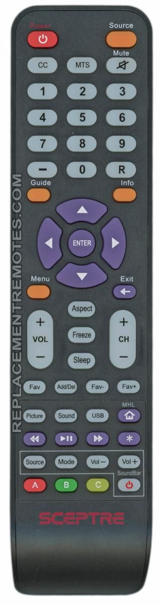 Sceptre 142021270009C TV Remote Control for Sceptre TVs E325BVFMD ...