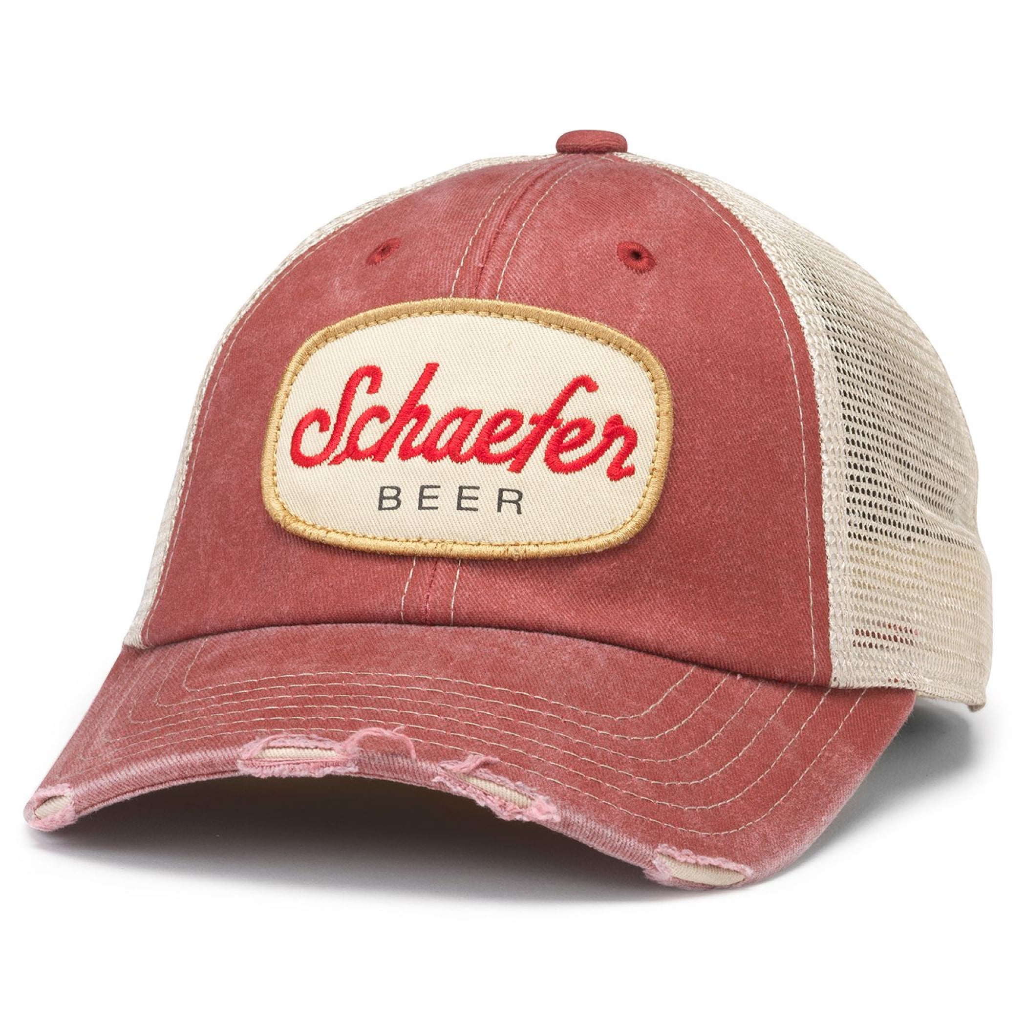 Schaefer Beer Logo Red Adjustable Trucker Hat, Rounded Bill, Mesh ...
