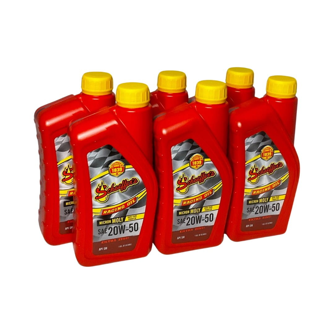 Schaeffer's Micron Moly Racing Oil 20W-50, Extra Zinc, 6 Pack, 1 Quart ...