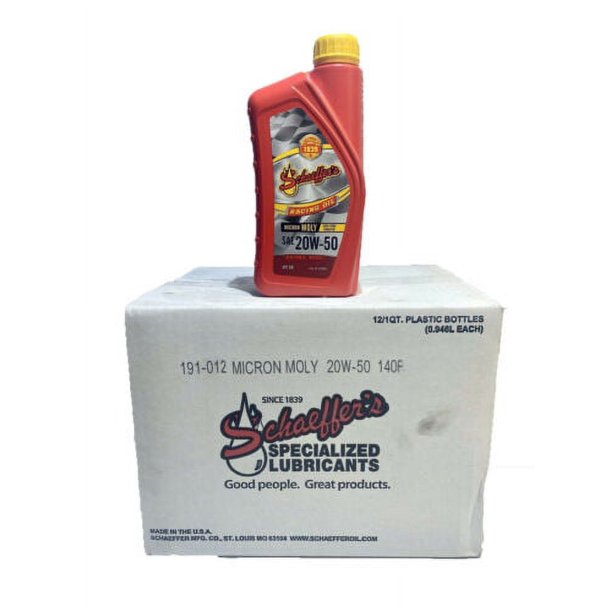 Schaeffer's #191 Extra Zinc Micron Moly Racing Motor Oil 20W-50 12 ...