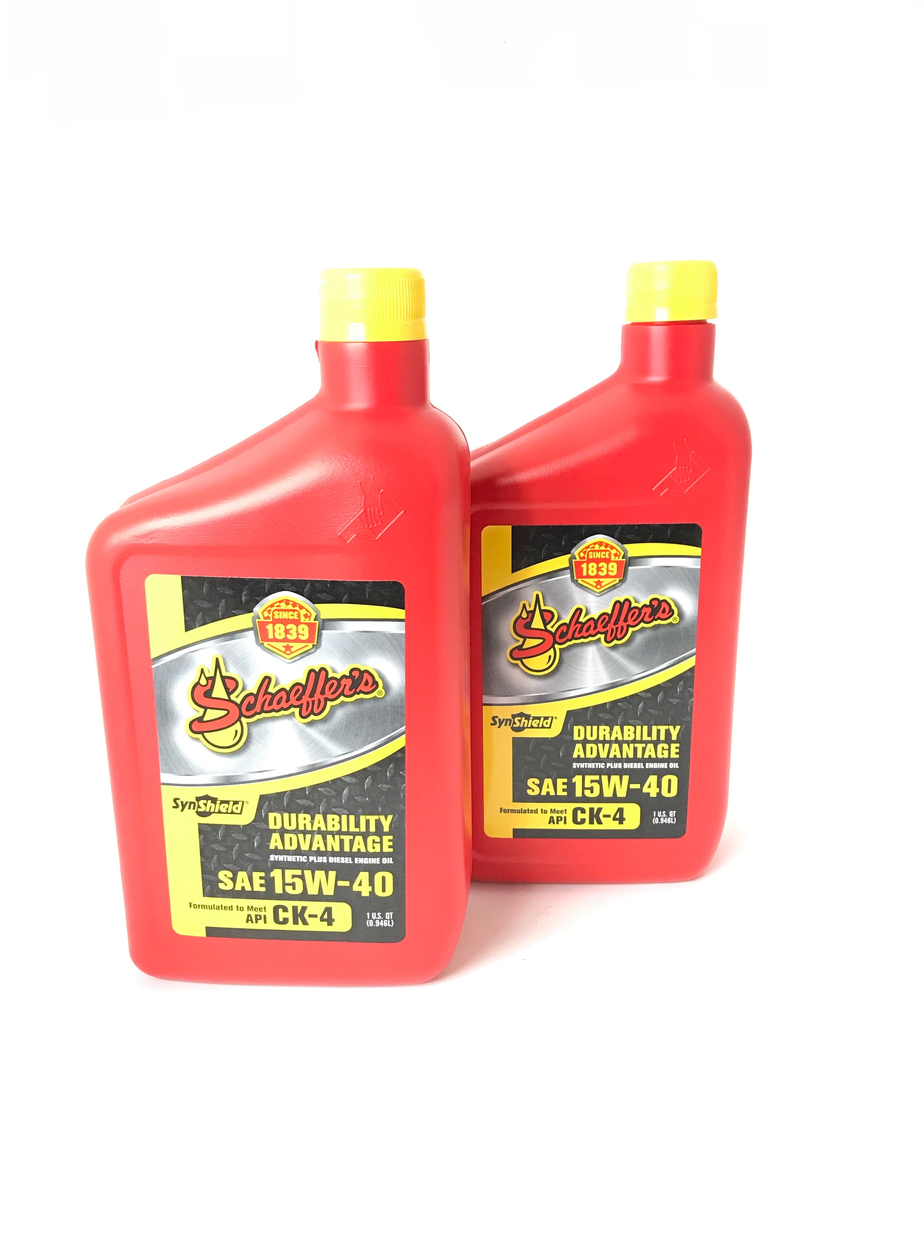 Schaeffers 0700CK4-012S SynShield Durability Advantage 15W-40 Diesel Engine Oil - 2 quarts ...