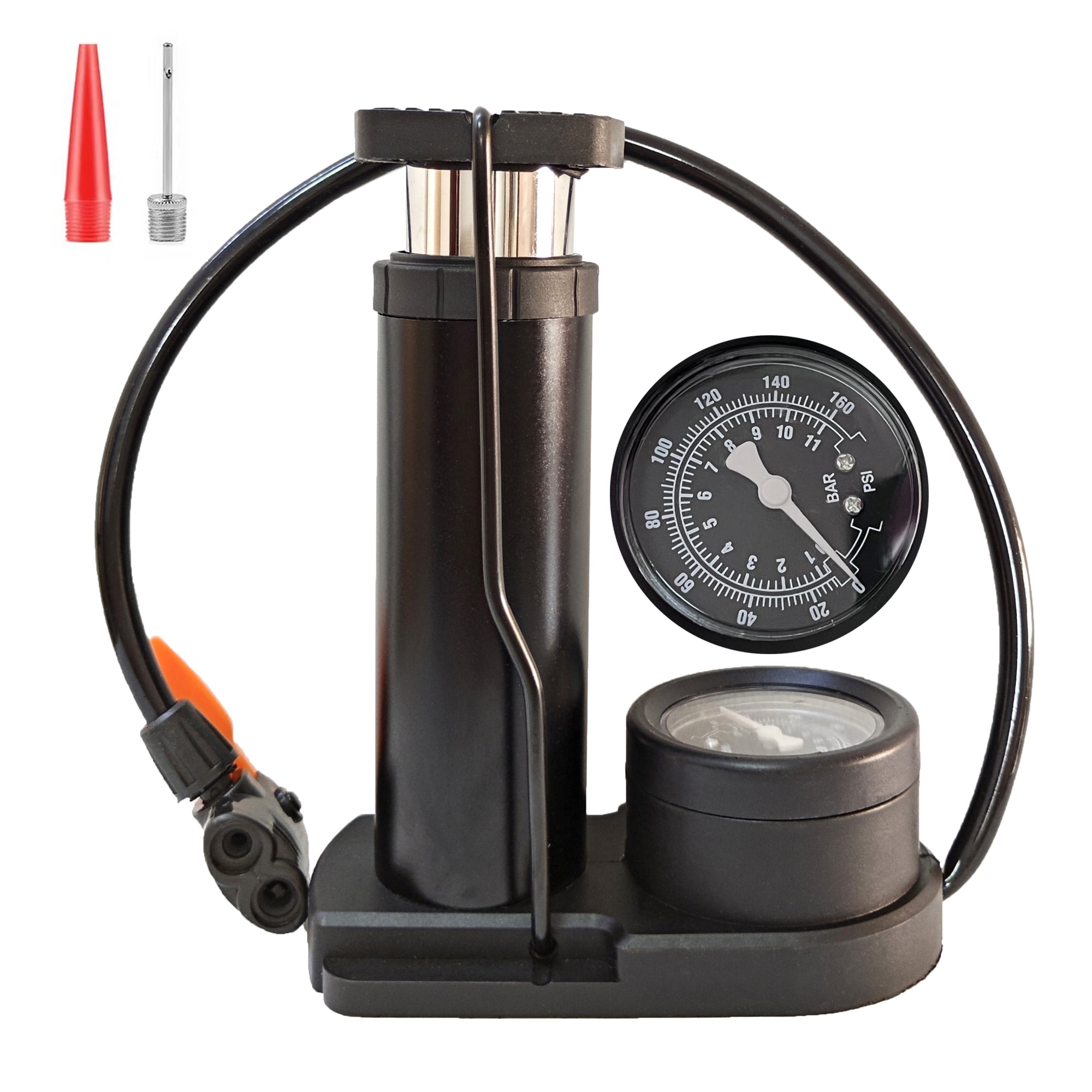 Schanno Mini Portable Bike Pump with 160 PSI Gauge, Air Foot Adapter ...
