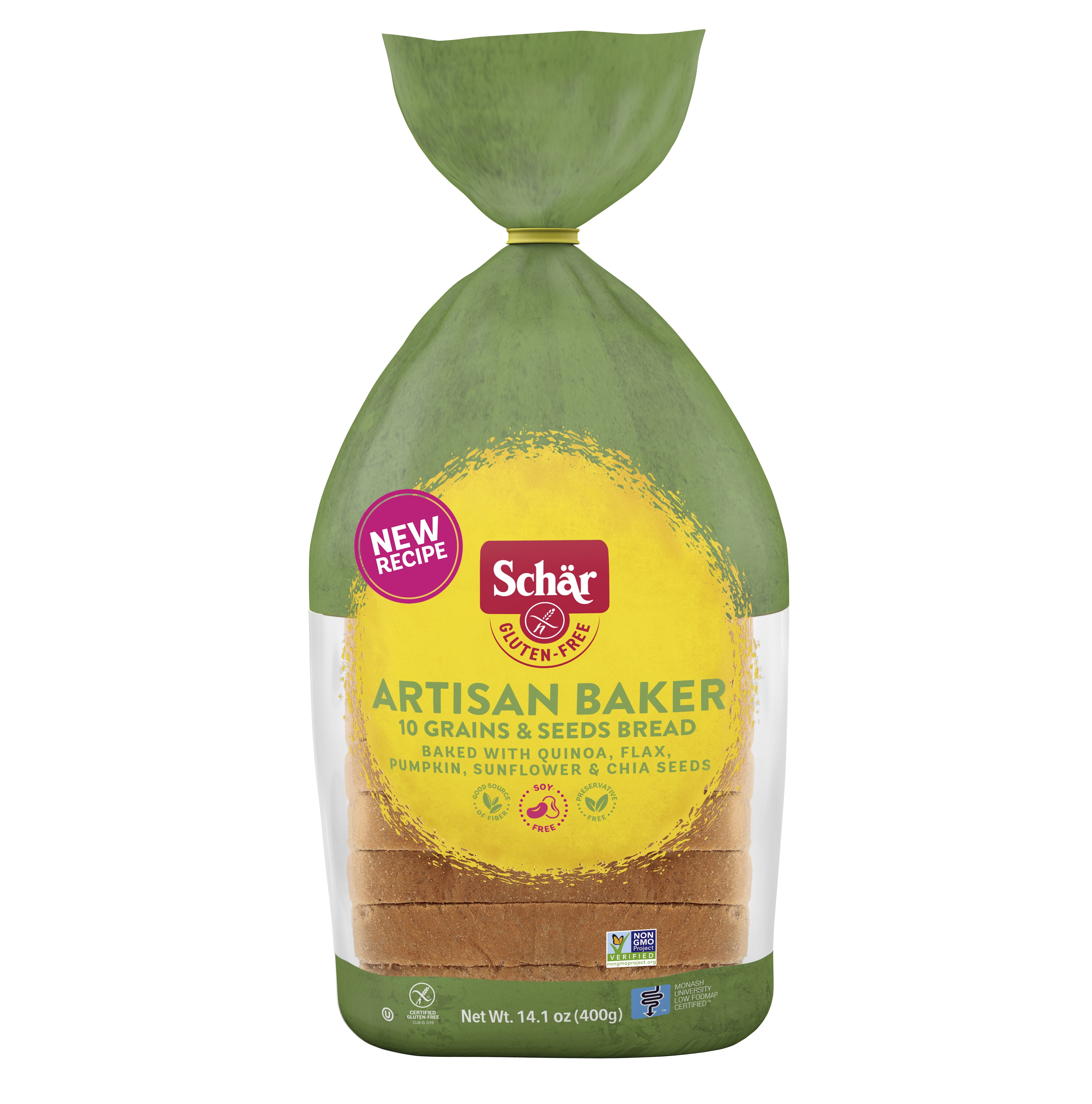 Schar Gluten-Free Artisan Baker 10 Grains and Seeds Bread, 14.1 oz Full ...