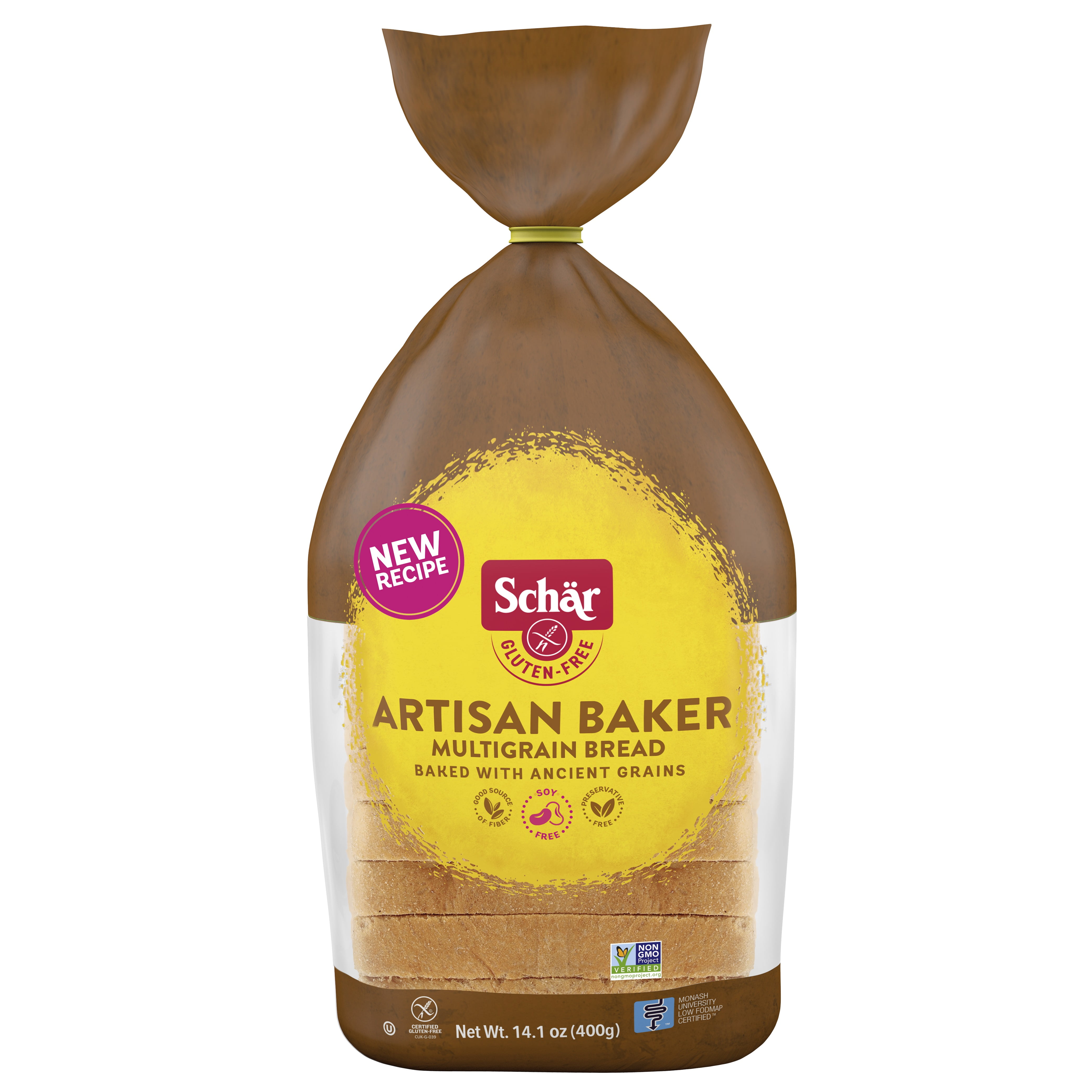 Schar Gluten Free Artisan Baker Multigrain Bread Loaf, 14.1 oz ...
