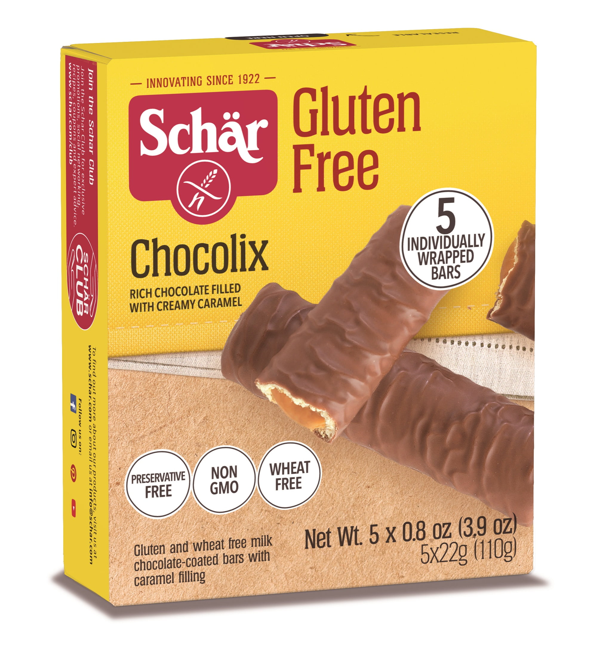 Schar Gluten Free Chocolix, Chocolate Covered Shortbread Cookies, 3.9 ...