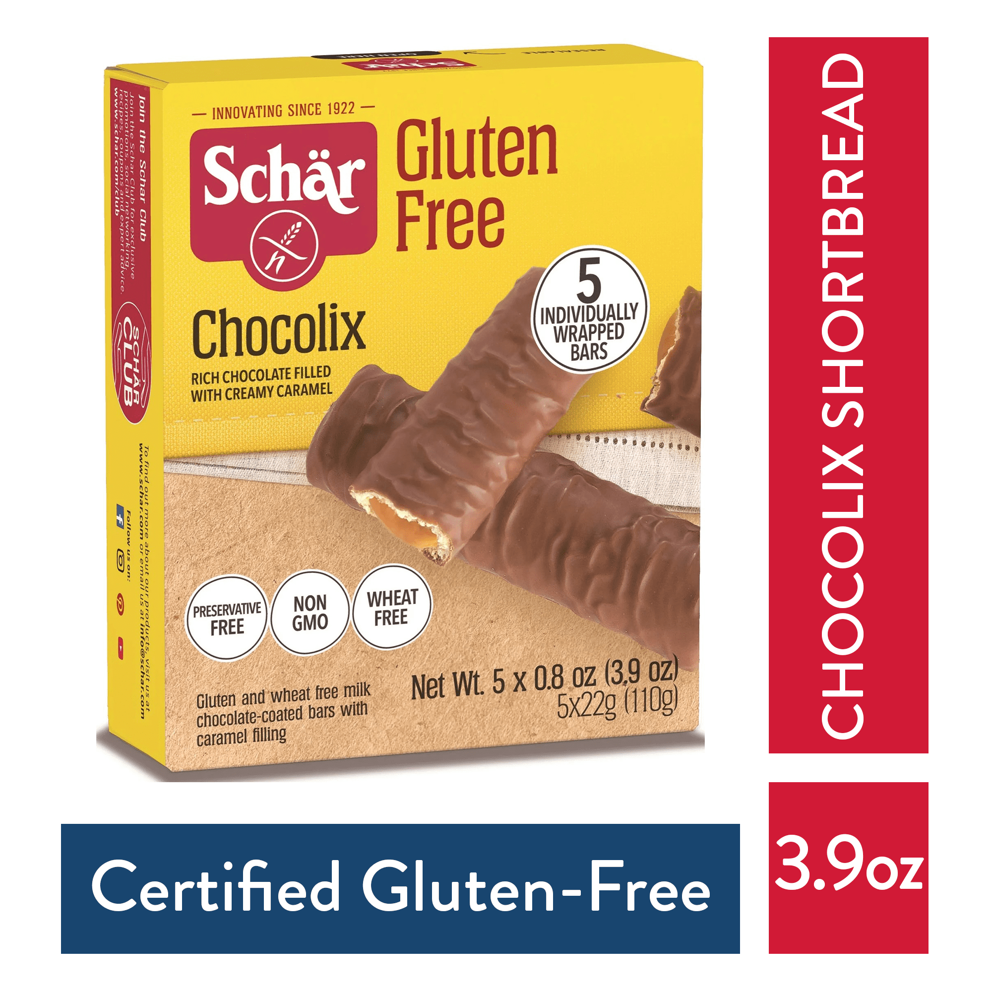 Schar Gluten Free Chocolix, Chocolate Covered Shortbread Cookies, 3.9 ...
