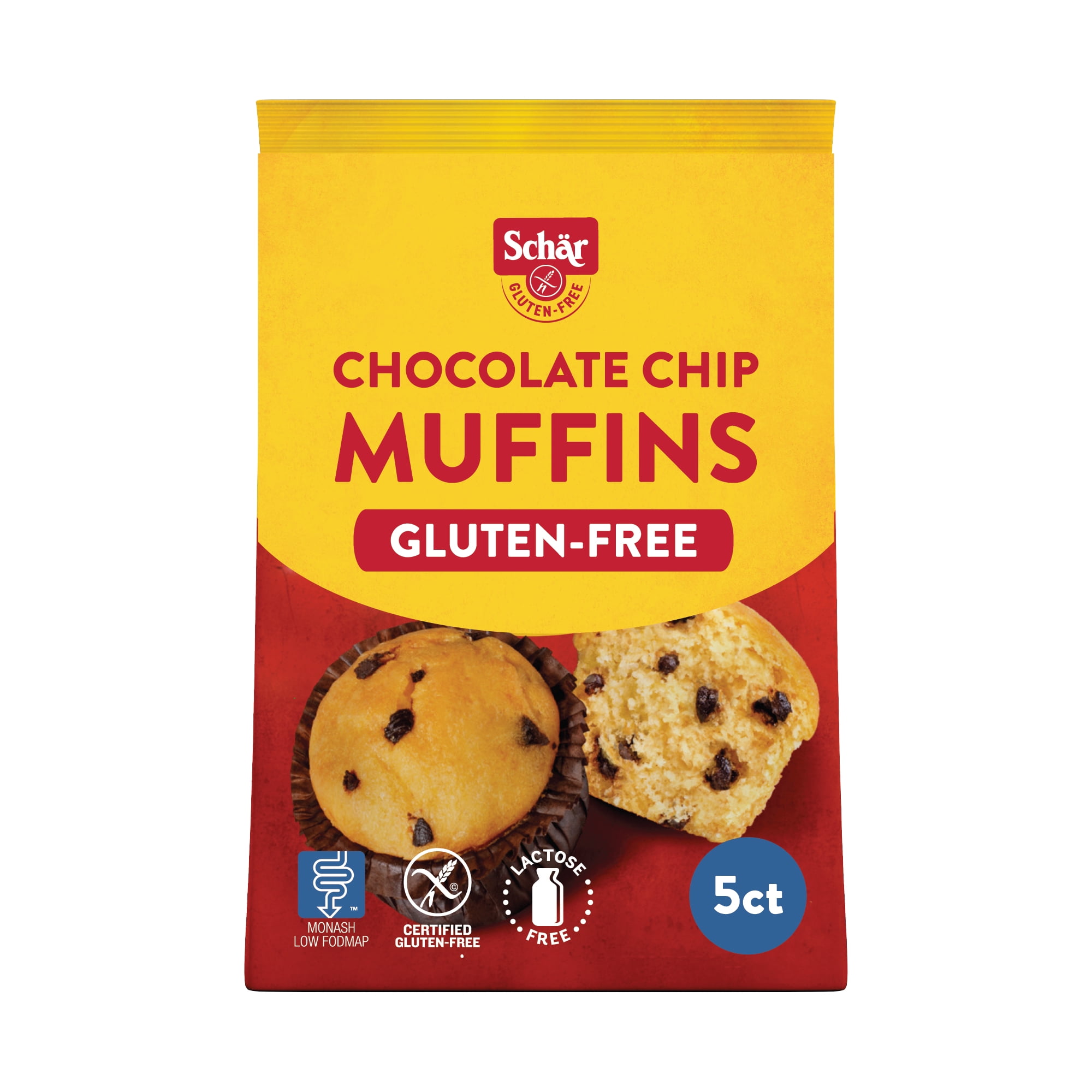 Schar Gluten-Free Chocolate Chip Muffins, Soft Texture, 7.9 oz (5 Count ...