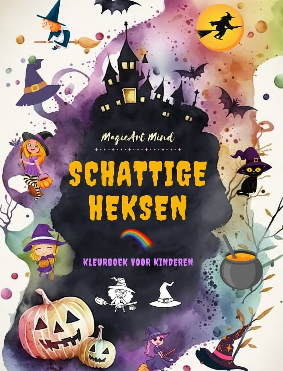 Schattige heksen - Kleurboek voor kinderen - Creatieve en grappige scènes uit de fantasiewereld ...