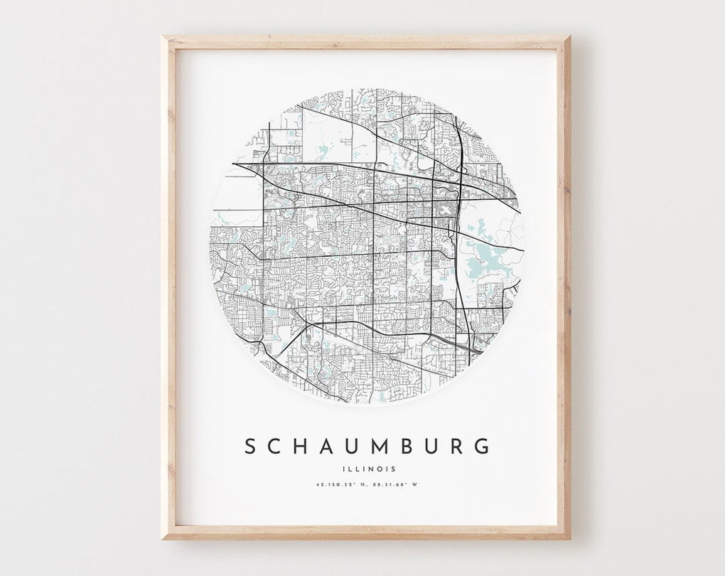 Schaumburg Map Print, Schaumburg Map Poster City Wall Art, Il Road Map ...