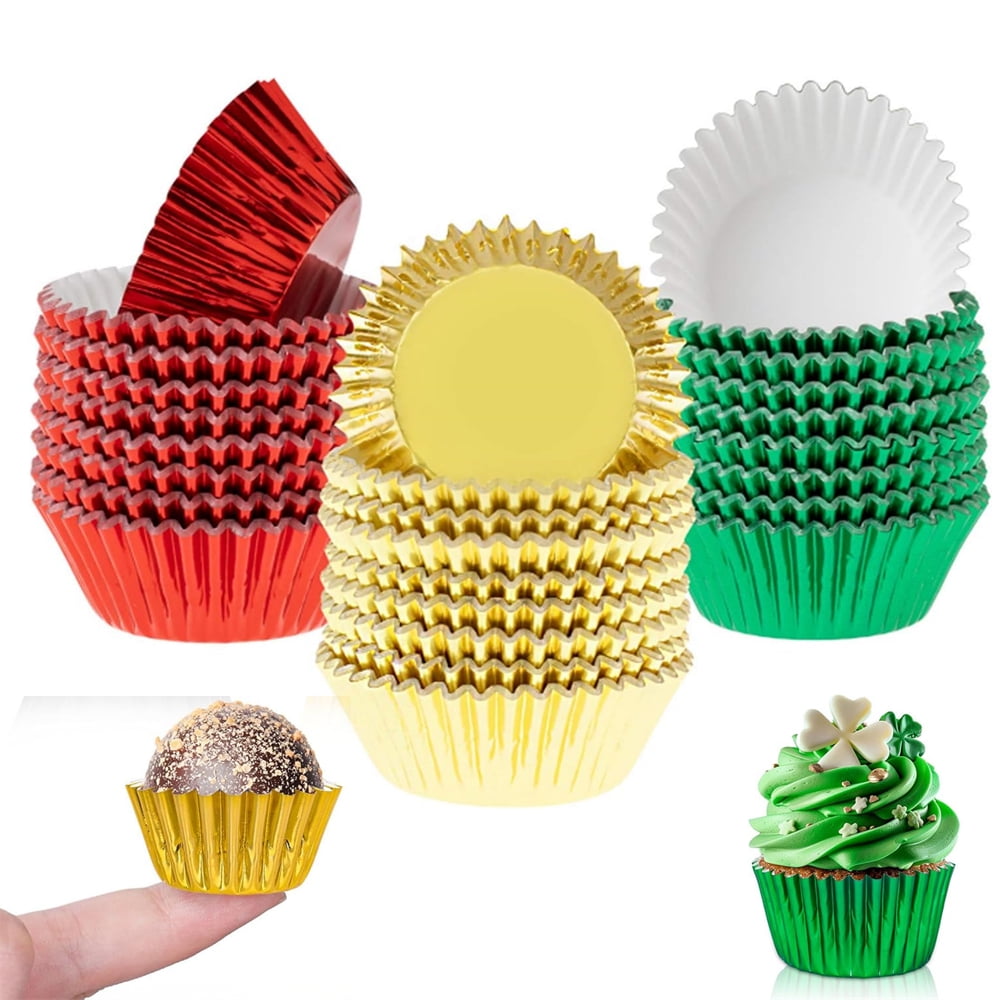 Scheam 1.3inch Mini Foil Cupcake Liners Christmas Cupcake Wrappers Red ...