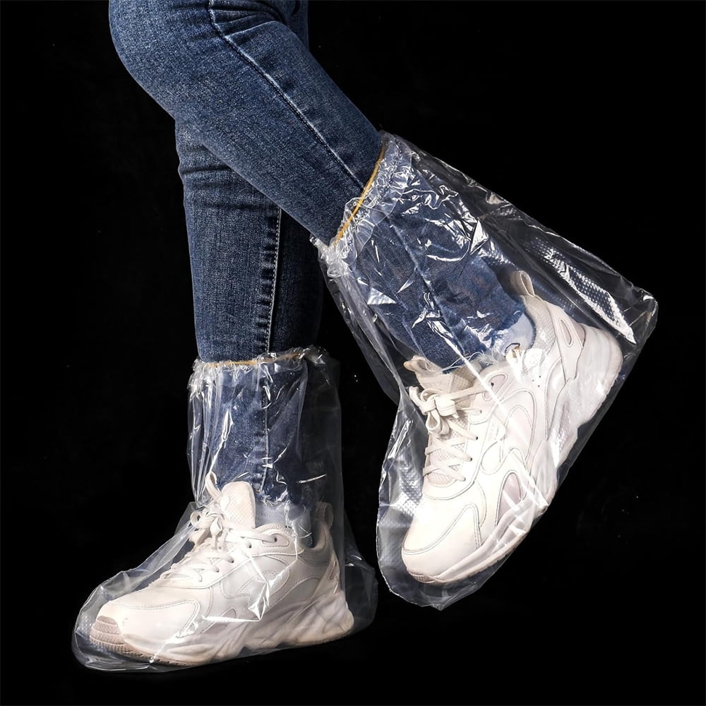 Scheam 10 Pairs Disposable Shoe Covers,Plastic Rain Boot Covers ...