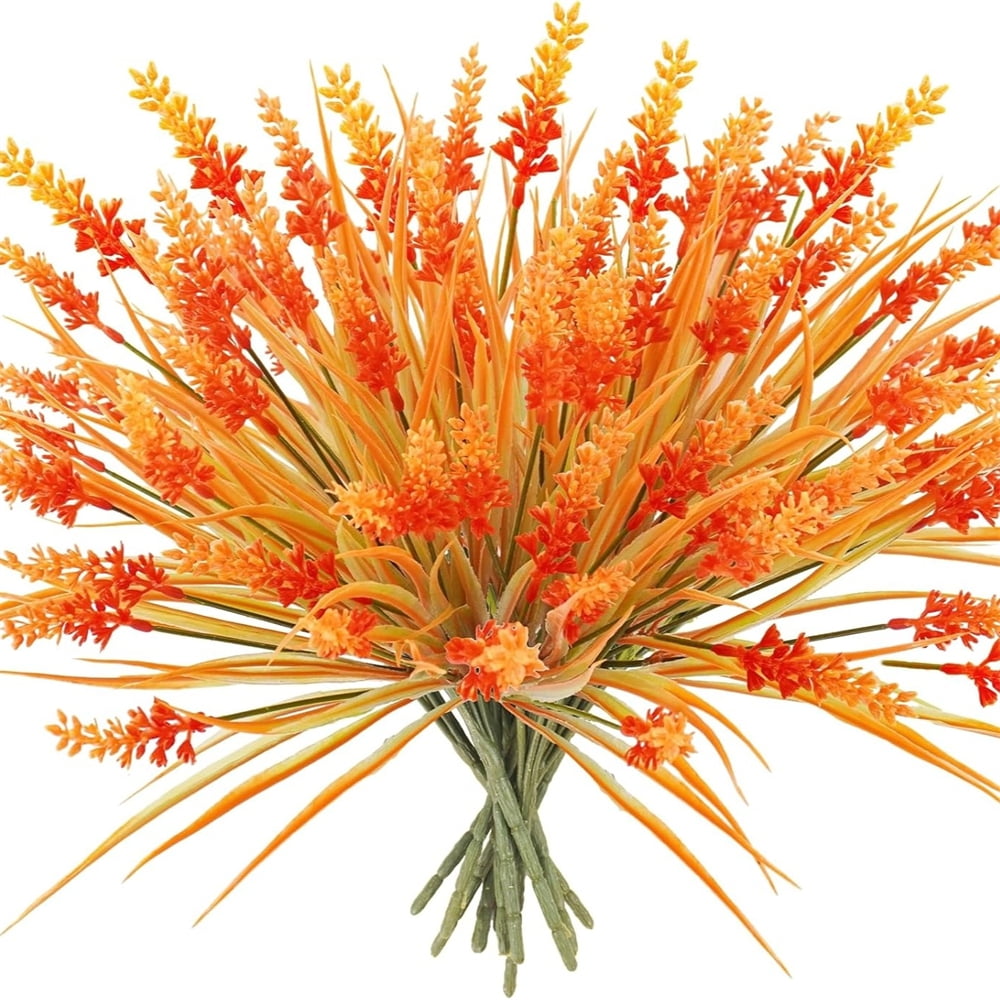 Scheam 10 Pcs Fall Artificial Flowers,Faux Lavender Flowers,Plastic UV ...