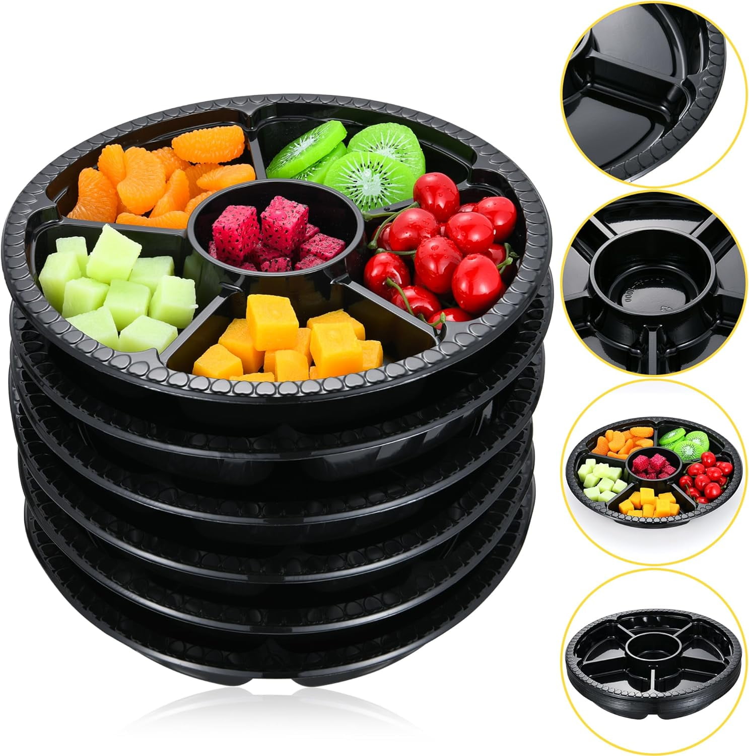 Scheam 10 Pcs Round Appetizer Serving Tray , 6 Divided Serving Tray ...