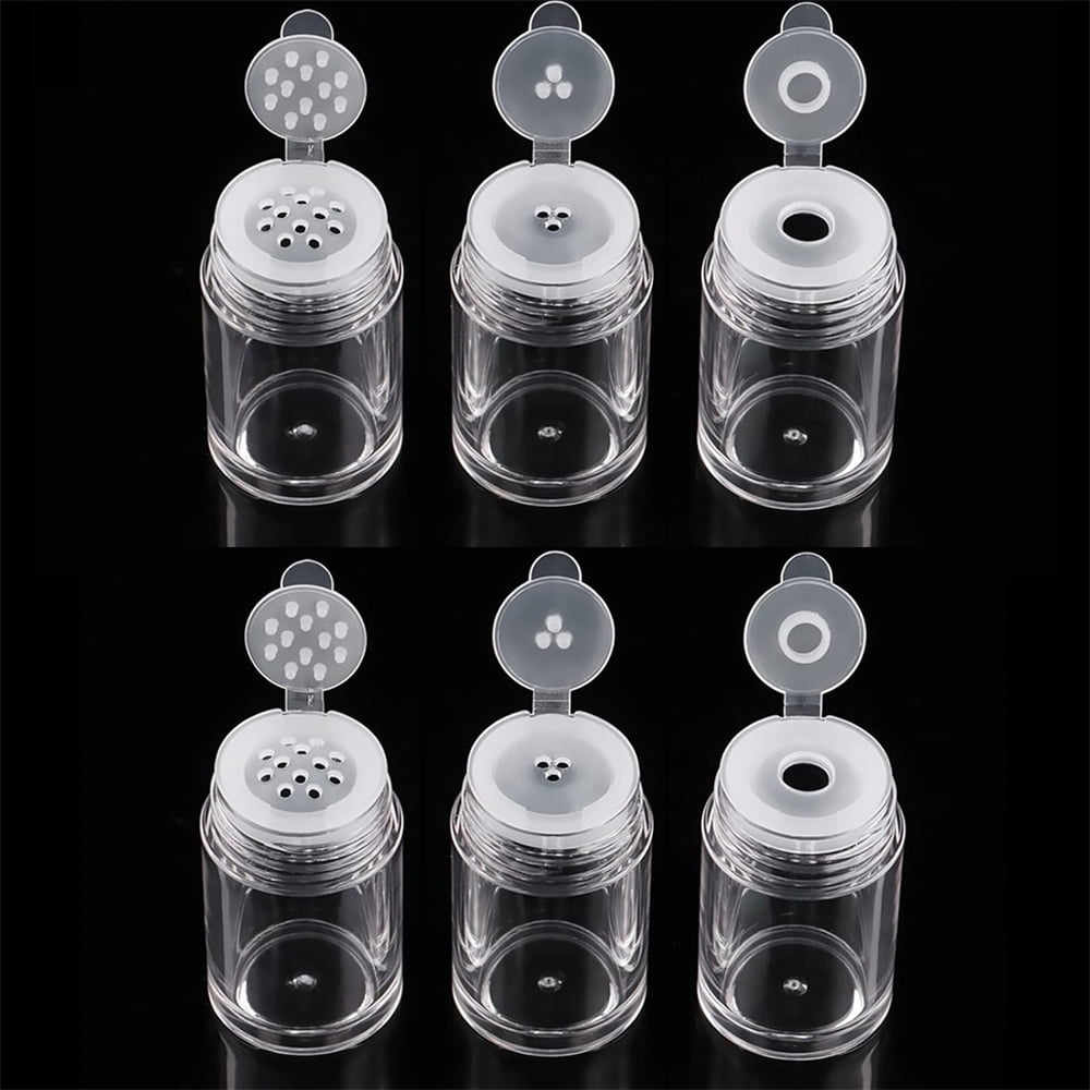 Scheam 10 ml Mini Loose Powder Bottle,Clear Plastic Powder Jars with 1 ...