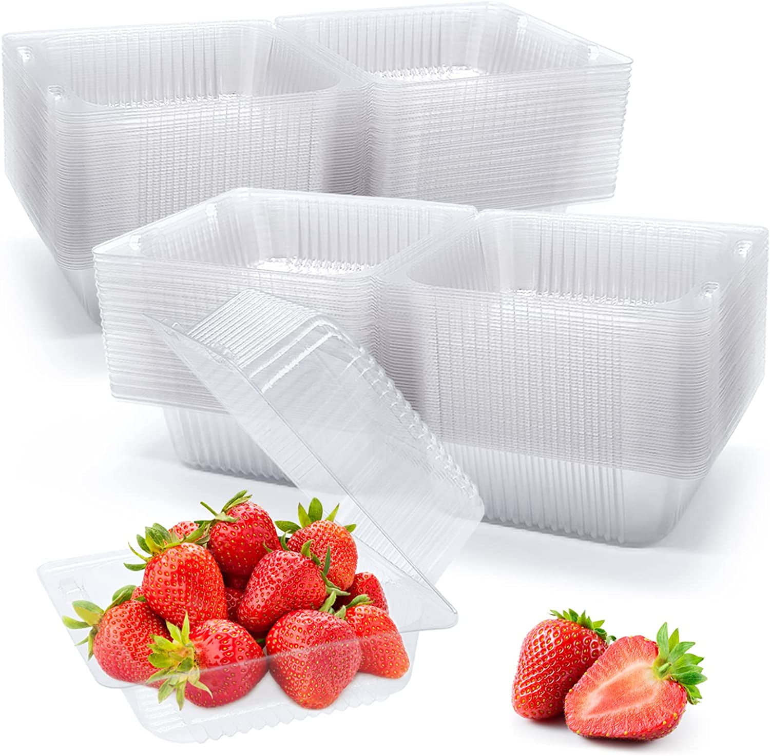 Scheam 100 Pack 5x5 inch Clear Plastic Take Out Container,Square Hinged ...