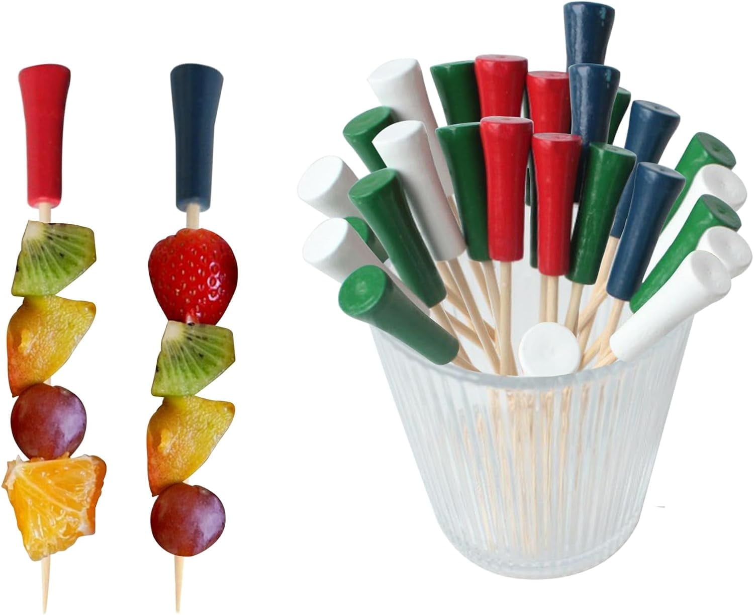 Scheam 100 Pcs 4.72 Inch Multicolor Golf Tee Toothpicks ,Mini Food ...
