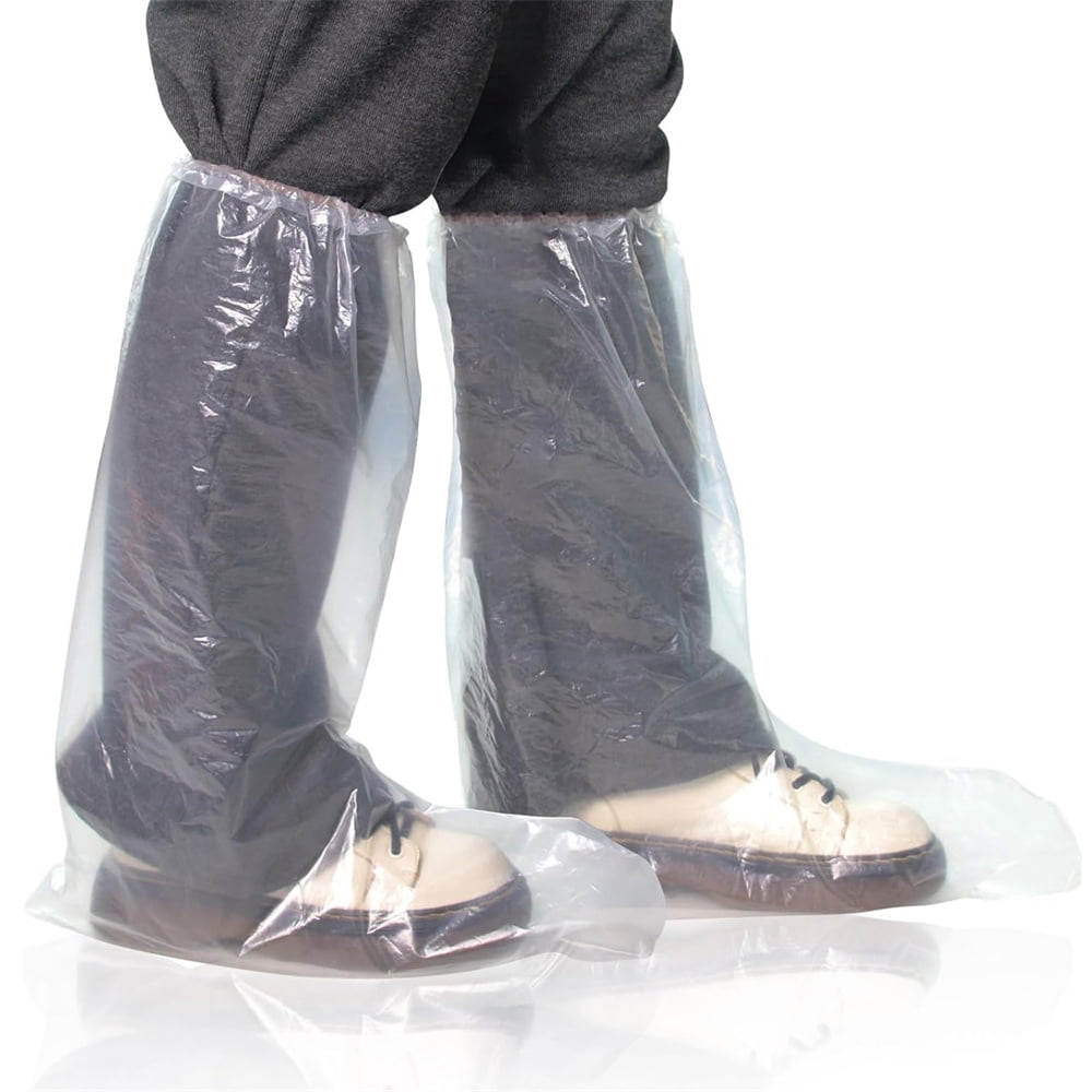 Scheam 100 Pcs (50 Pairs) Thicker Clear Plastic Shoe Covers,Disposable ...
