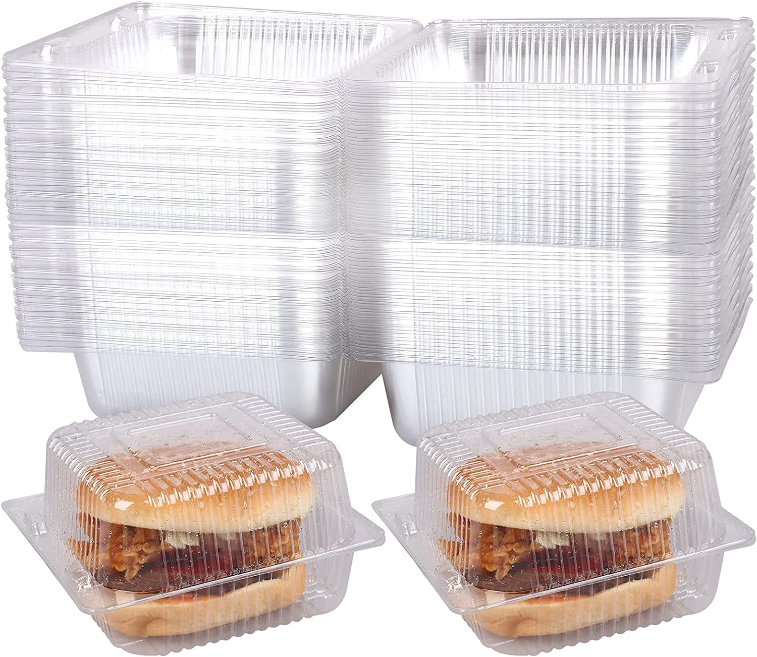 Scheam 100 Pcs 5x5 Inch Clamshell Take Out Tray Take Out Containers ...