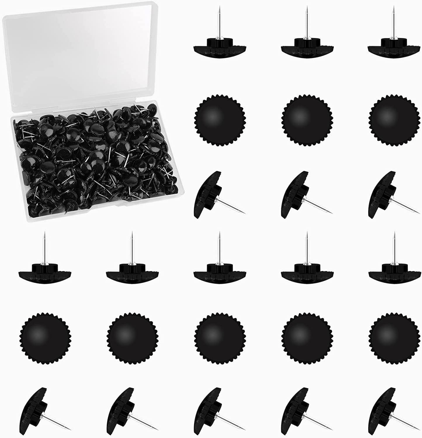 Scheam 100 Pcs Black Push Pins, Small Plastic Push Pins Thumb Tacks ...