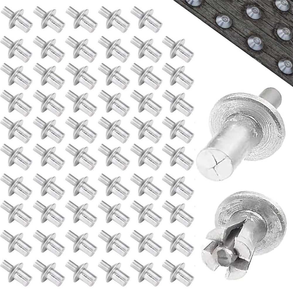 Scheam 100 Pcs Hammer Drive Rivets Aluminum Core Rivets with Half Round ...