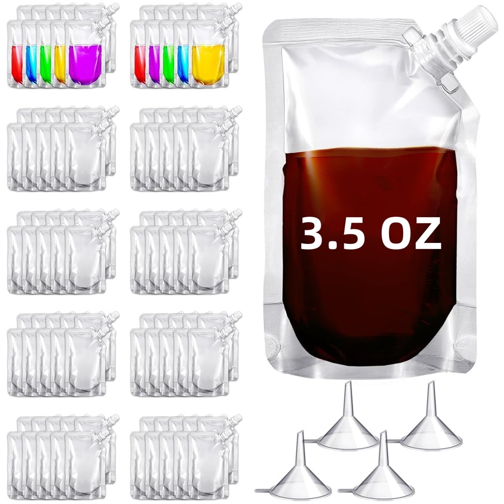 Scheam 100 Pcs Reusable Beverage Squeeze Pouches,Concealable Drink ...