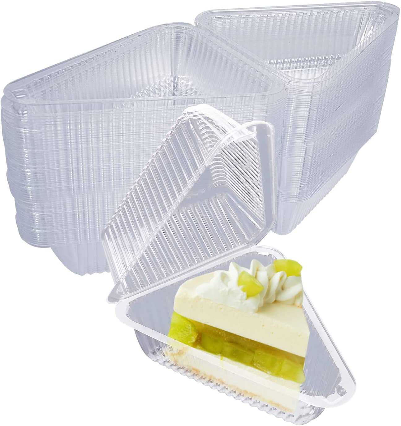 Scheam 100 Pcs Transparent Cake Slice Containers Plastic Containers Out ...