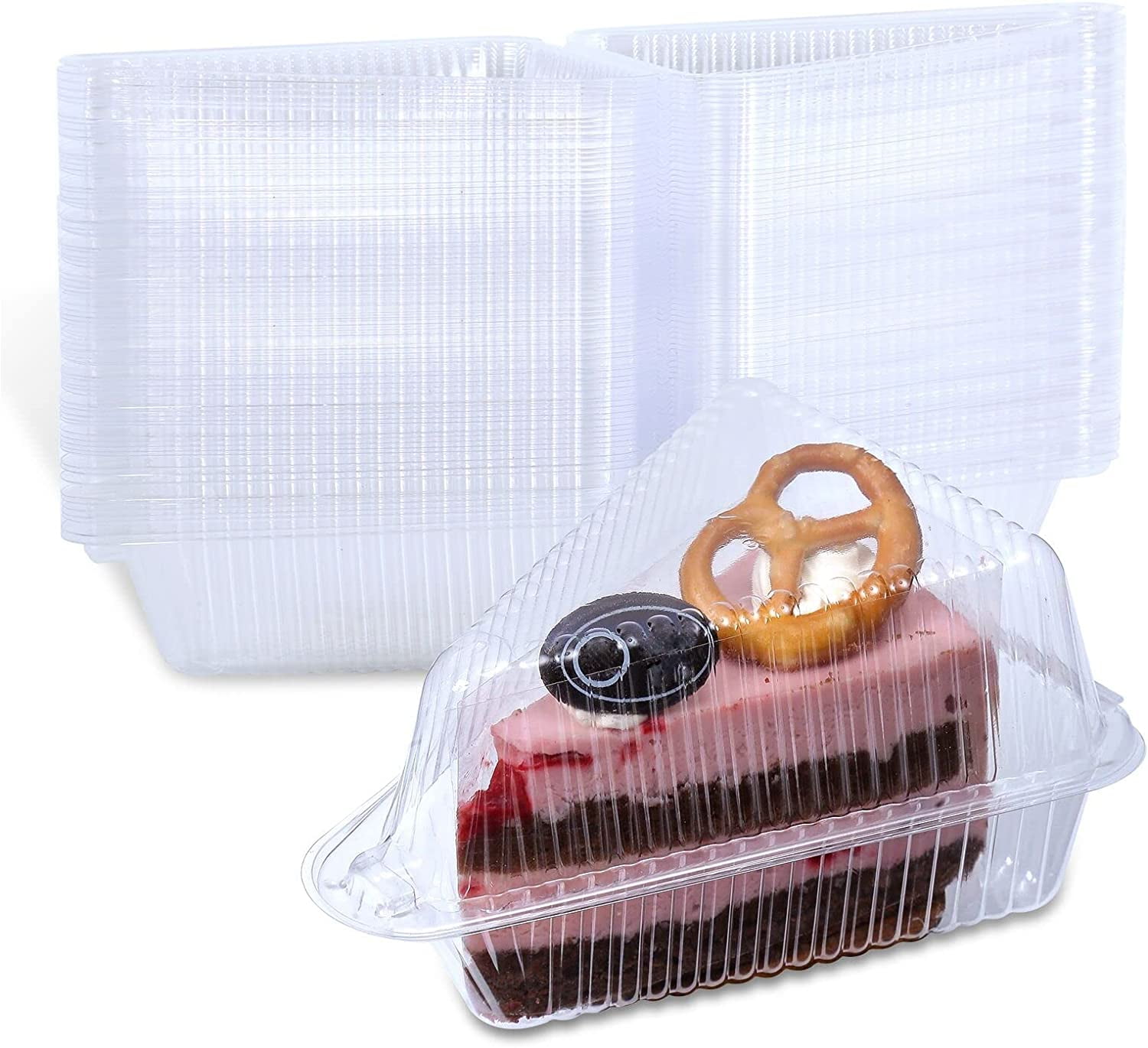 Scheam 100 Pcs Transparent Cake Slice Plastic Containers with Lids 5 ...