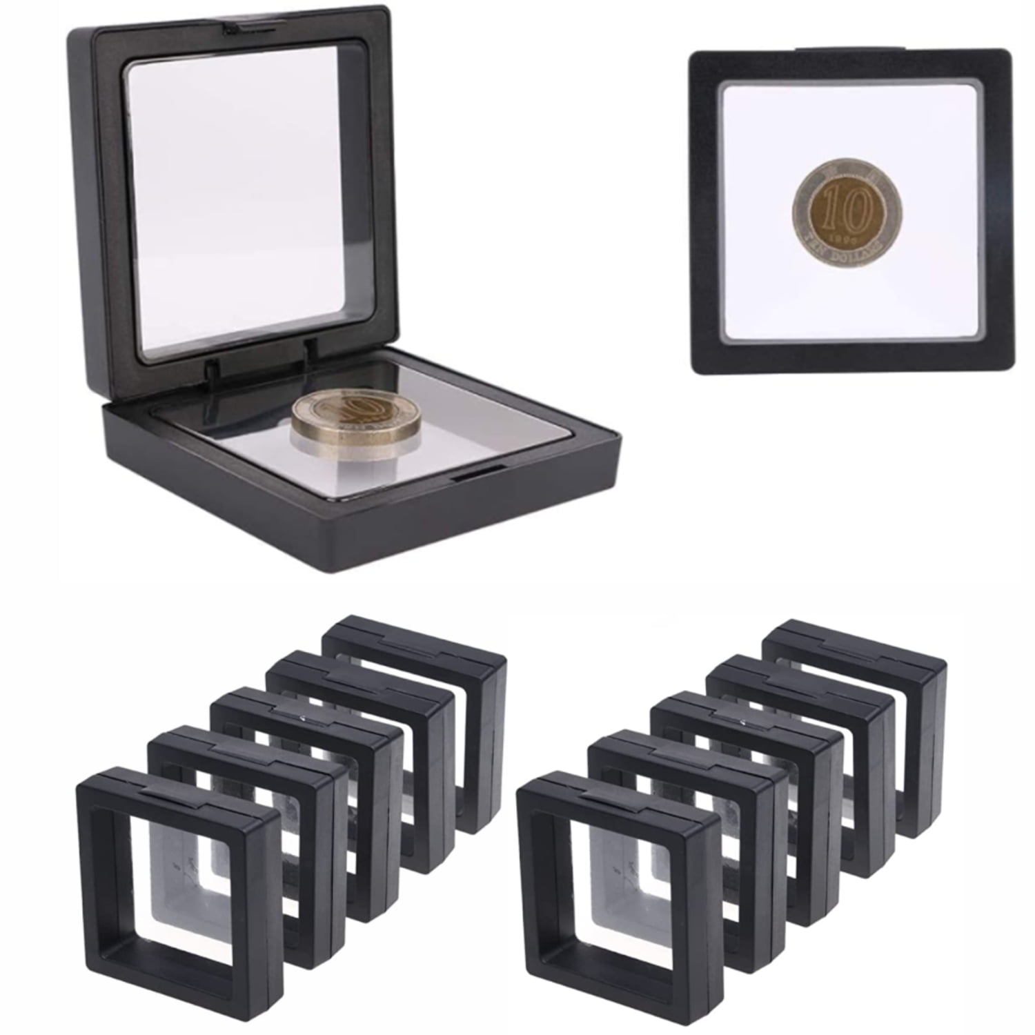 Scheam 10Pcs Coin Display case 3D Floating Frame case for Medals ...