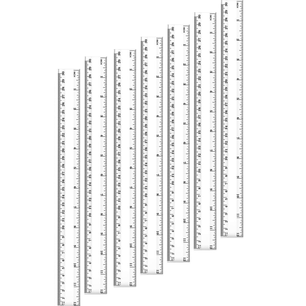 Scheam 12 inch Plastic Straight Ruler,7 Pack Clear Shatterproof Rulers ...