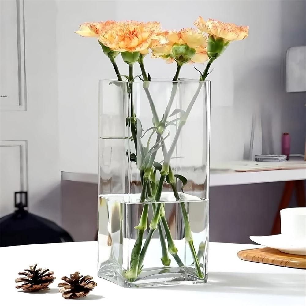 Scheam 1Pcs Non-Breakable Acrylic Vase,Rectangle Tall Flower Vase,Clear ...