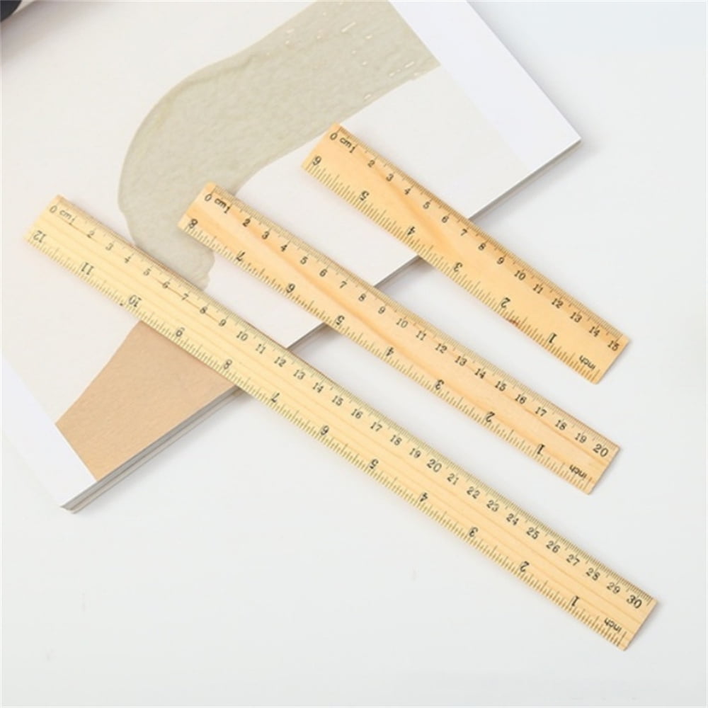 Scheam 2 Scale Wood Ruler,6/8/12 inch Straight Ruler,Wooden Ruler ...