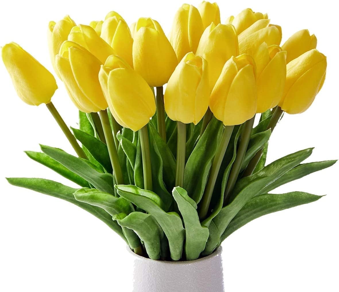 Scheam 20Pcs Artificial Yellow Tulips, Real Touch PU, Suitable for ...