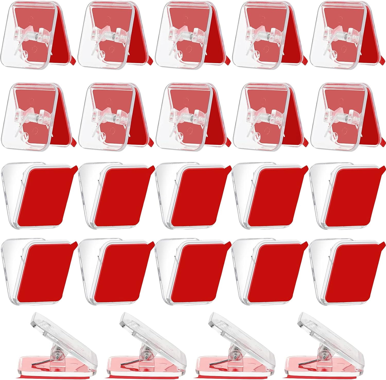 Scheam 24Pcs Self Adhesive Clips, Wall Clips,Clear Shower Curtain Clips ...