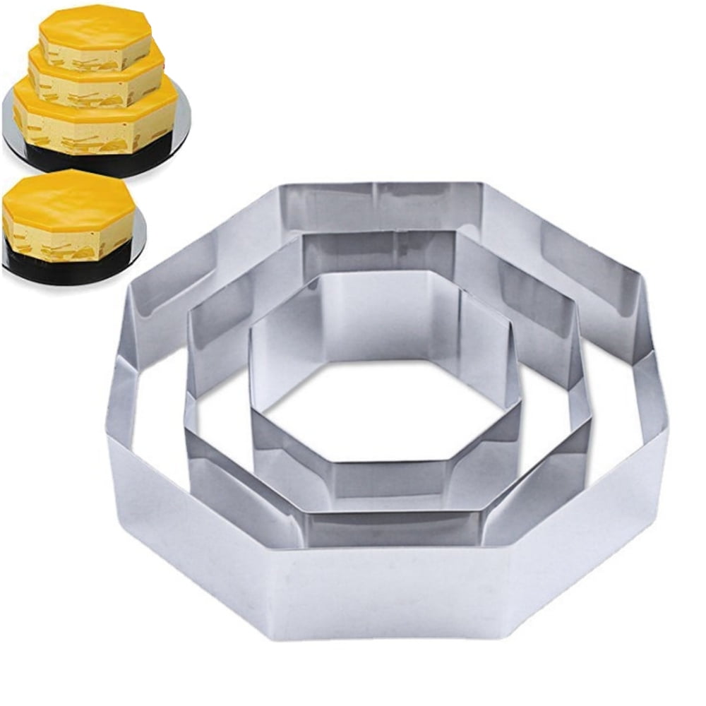 Scheam 3 Pack Octagon Cake Molds 3 Tier Stainless Steel Cookie Mold ...