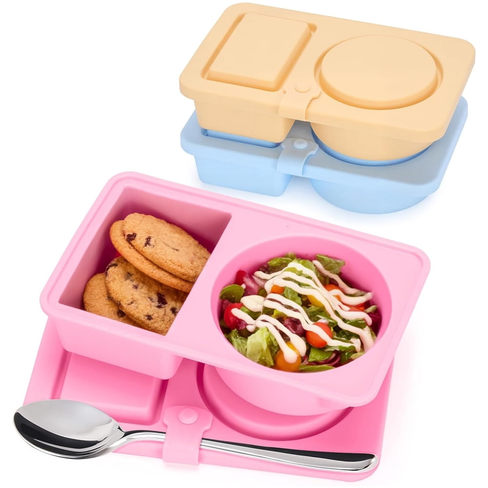Scheam 3 Pack Reusable Double Sided Dip Containerwith Lids,2 Grids ...