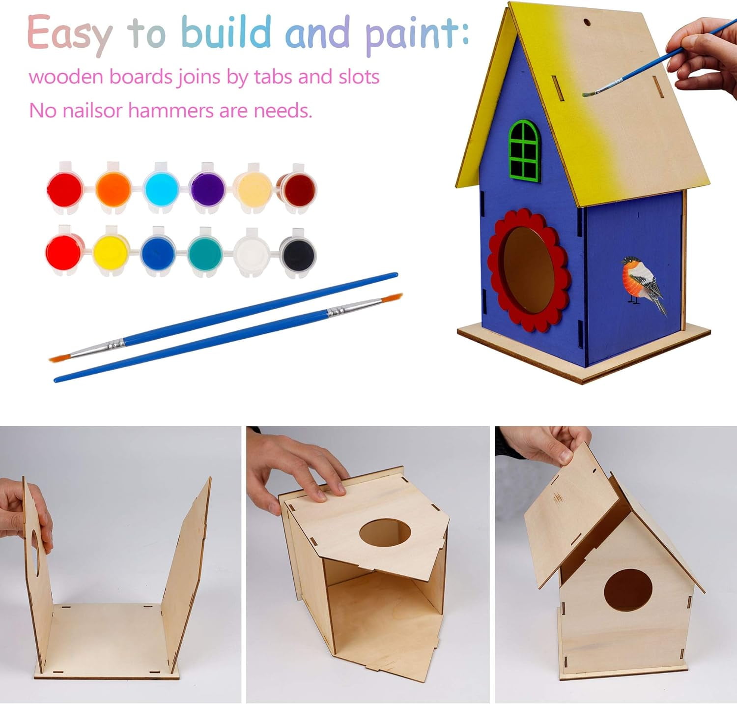 Scheam 4 Pack Bird House Crafts for Kids Ages 5-8 8-12, Buildable DIY ...