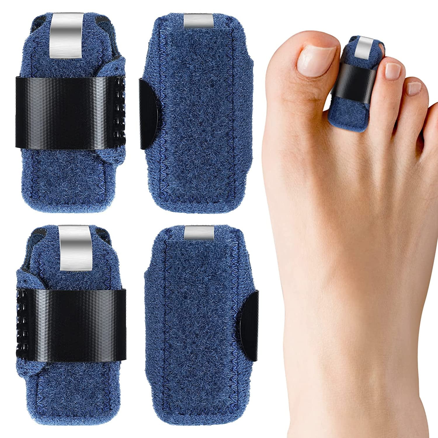 Scheam 4 Pcs Blue Toe Splints Toe Straightener Bunion Corrector for ...