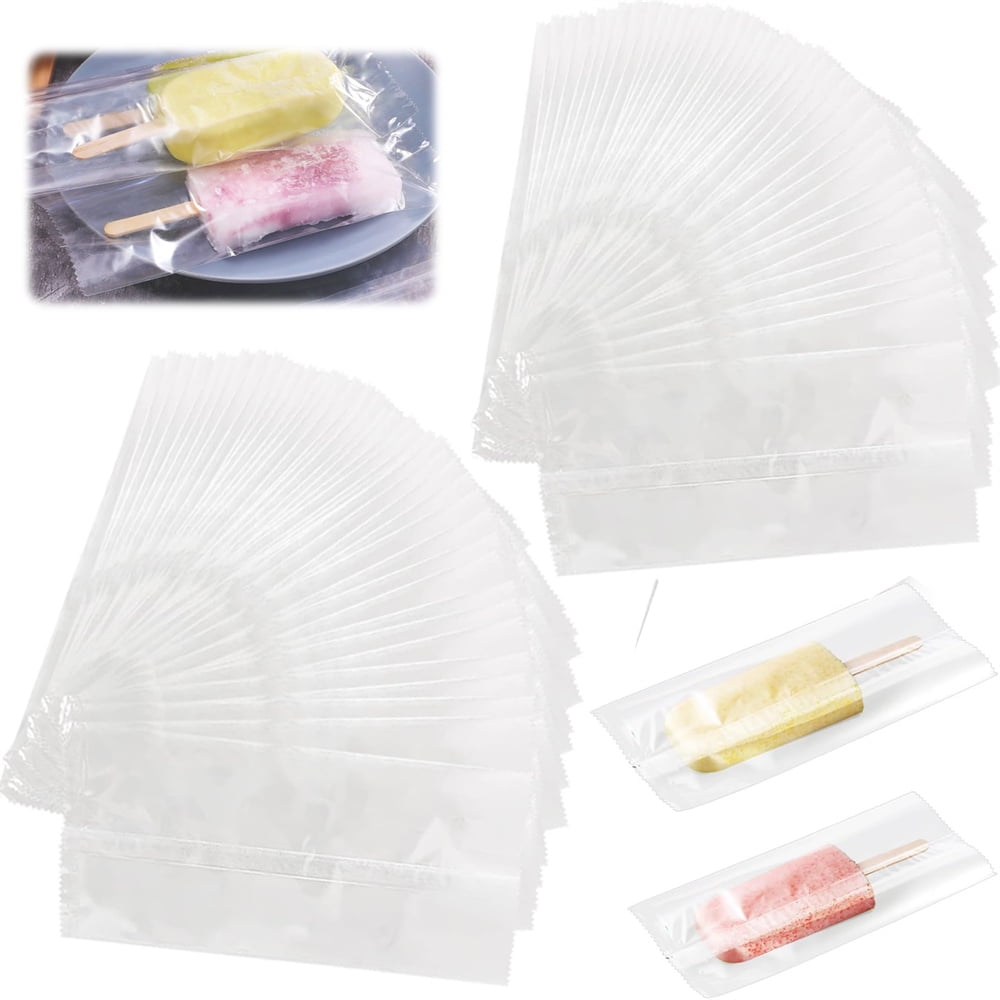 Scheam 400 Pcs Plastic Hot Sealing Ice Popsicles Bags,Disaposable Clear ...