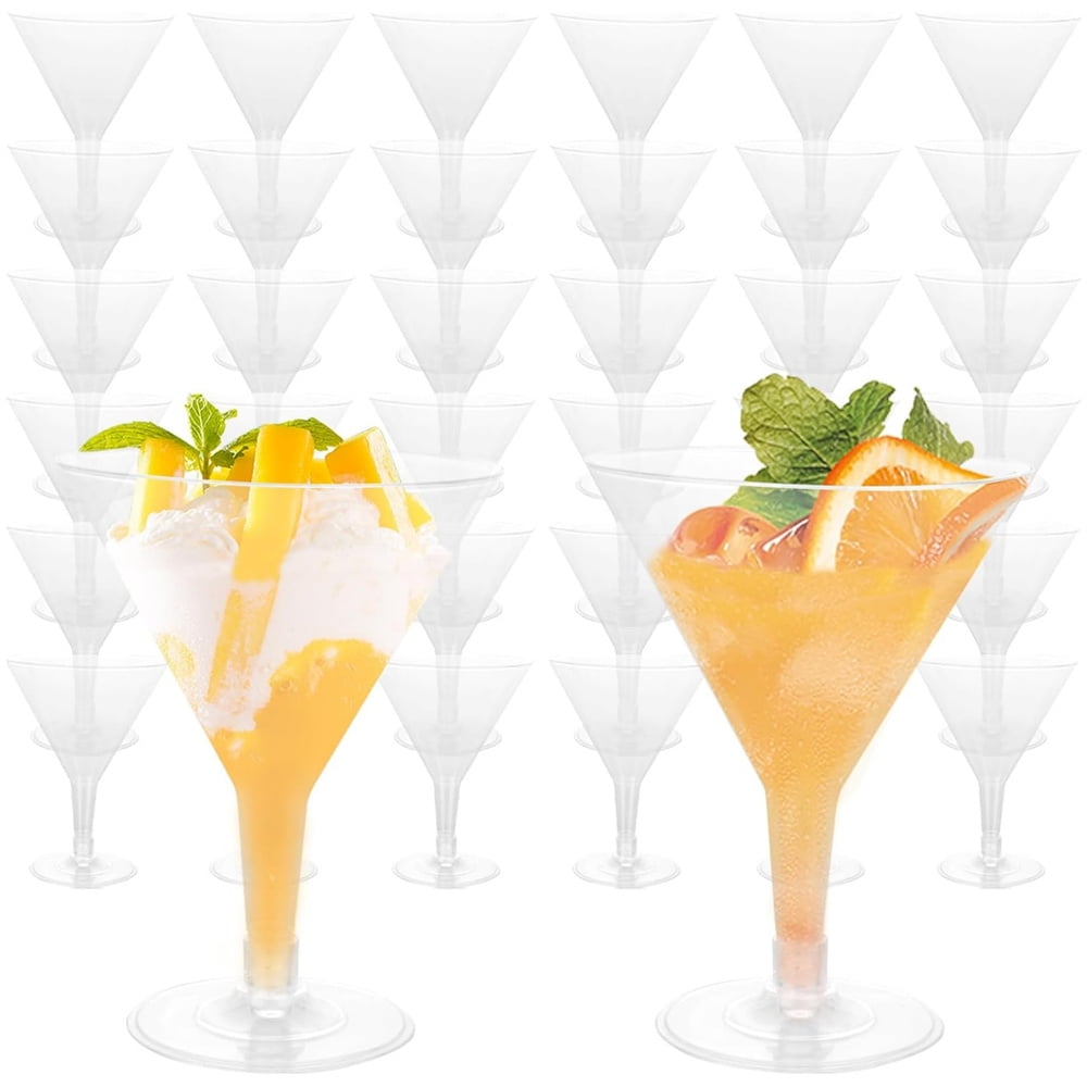 Scheam 48 Pcs Disposable Cocktail Cups,Clear Plastic Martini Glasses,6 ...
