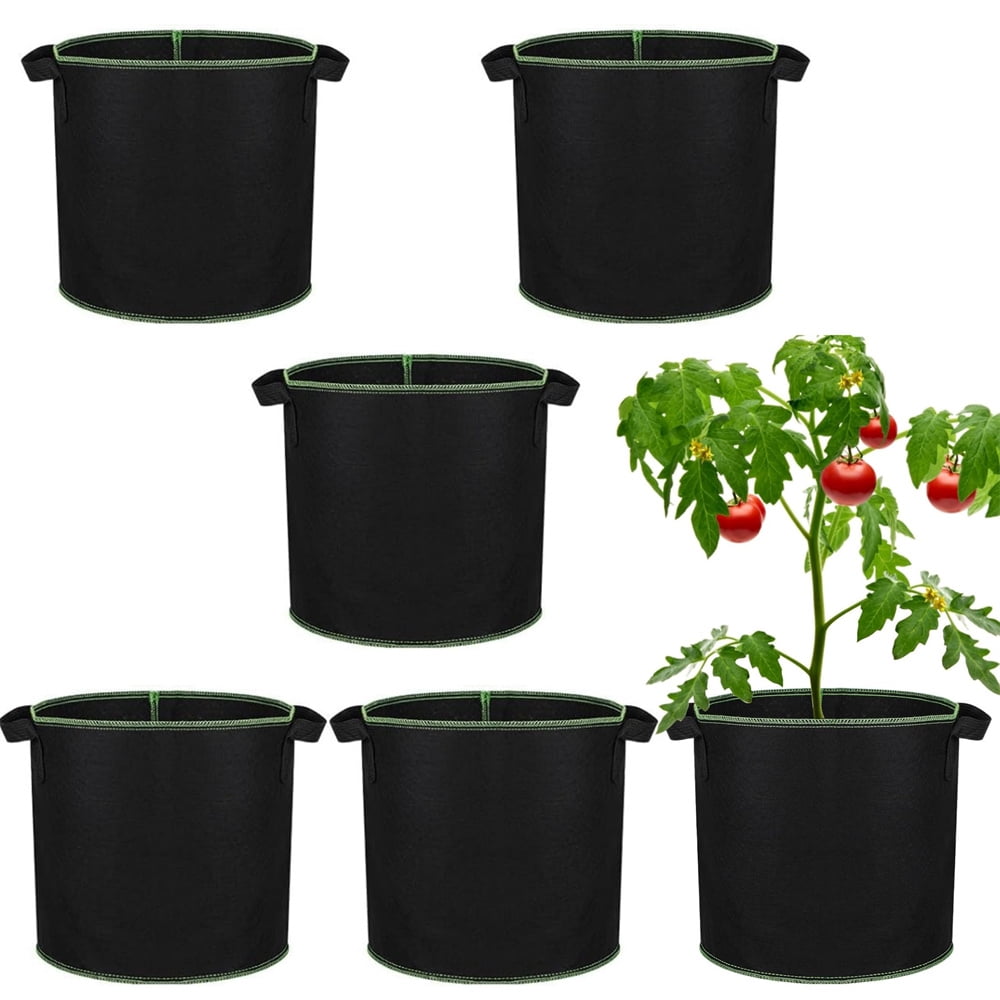Scheam 6 Pcs Black Heavy Duty Grow Bags,5 Gallon Planting Pots,Non ...