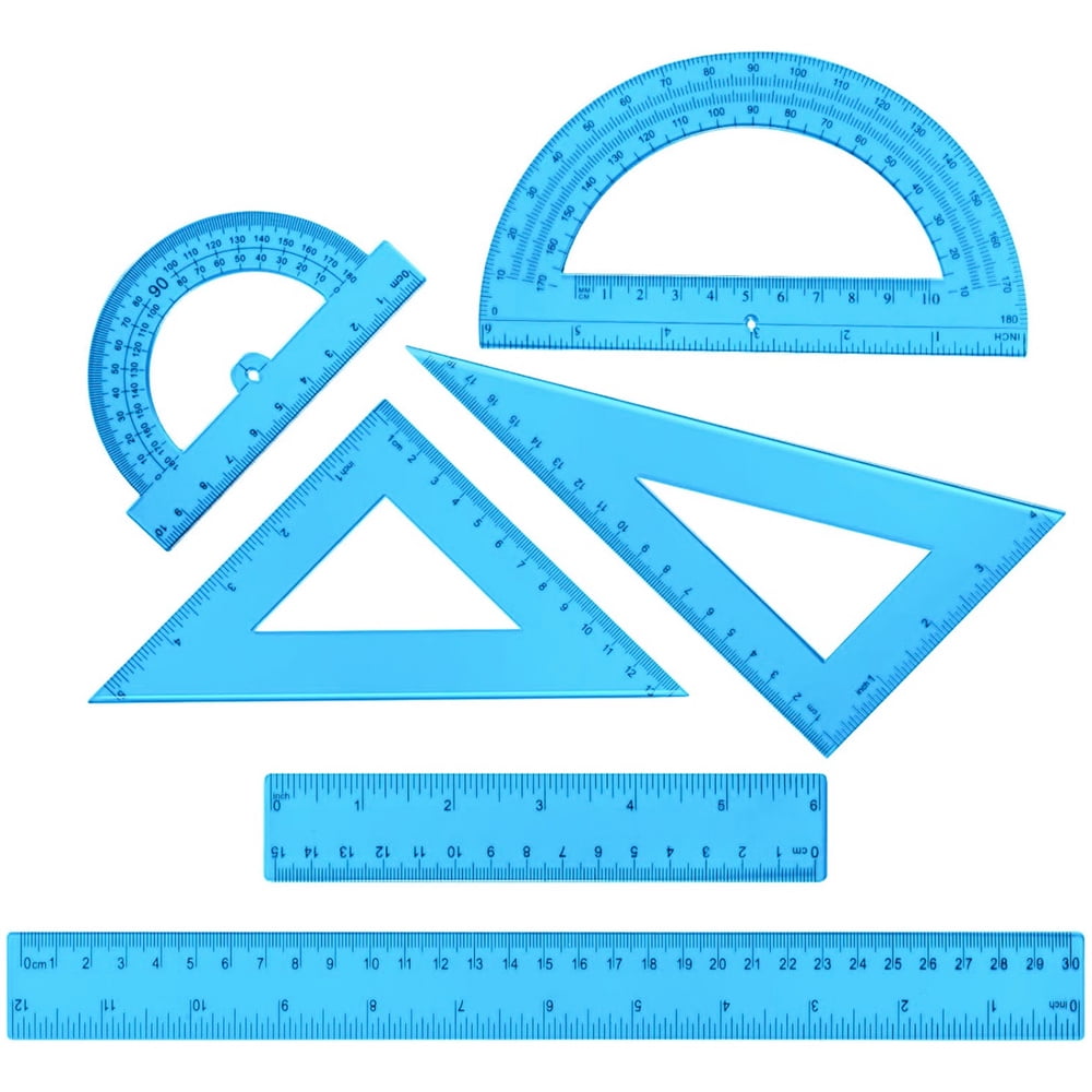 Scheam 6 Pcs Plastic Ruler Math Set,Includes 180 Degree Protractor,45 ...