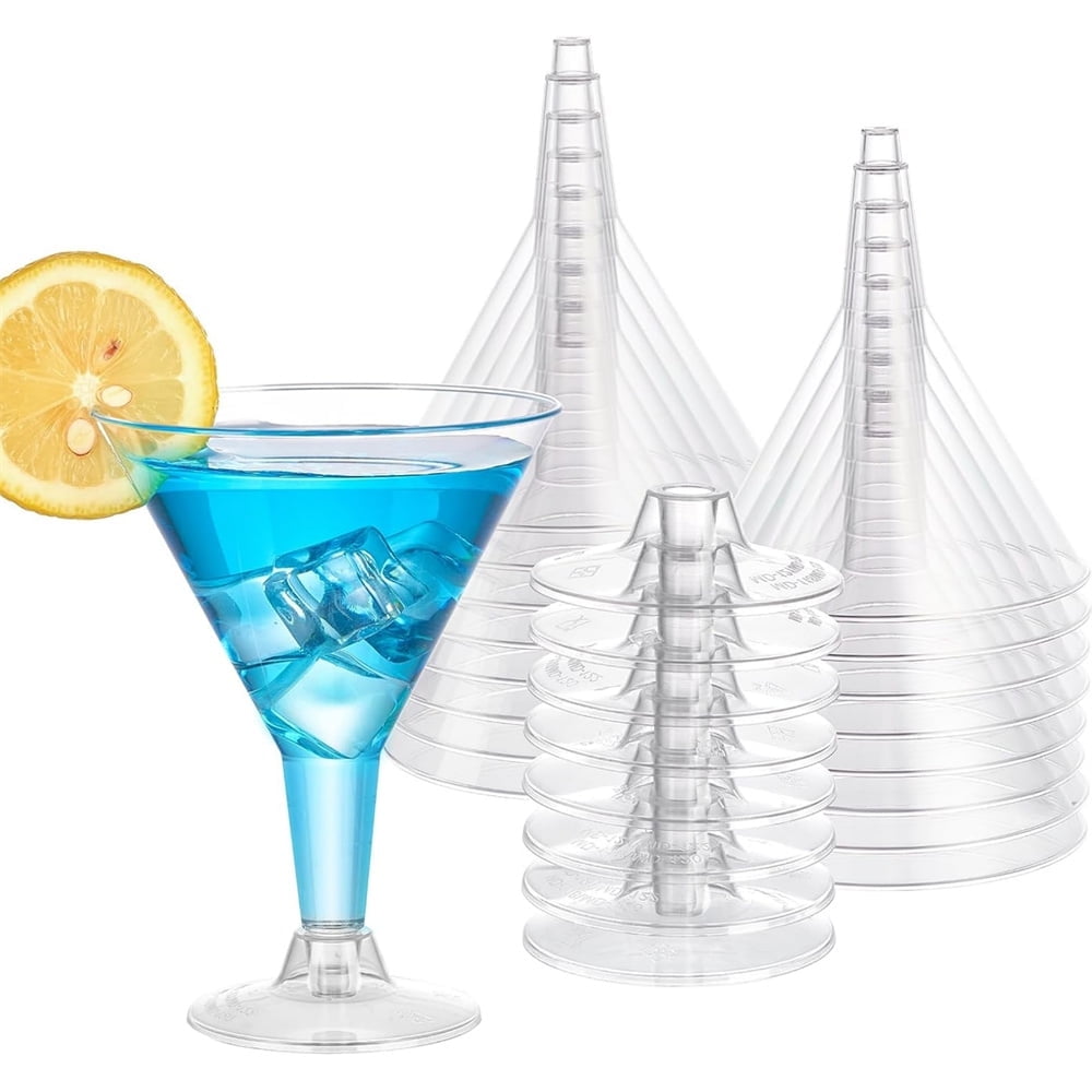 Scheam 6 oz Plastic Martini Glasses,24 Pcs Clear Cocktail Cups ...