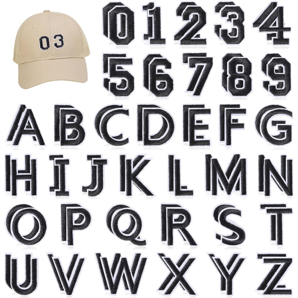 Scheam 72 Pcs Iron-on Letters Alphabet and Numbers Patches Set A-Z ...
